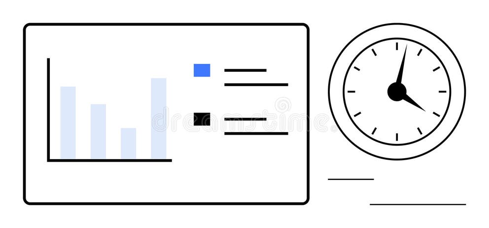 Data Analysis with Graphs and Time Management Concept Featuring Clock ...