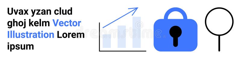 Data Analysis Growth Chart with Security Lock and Magnifying Glass ...