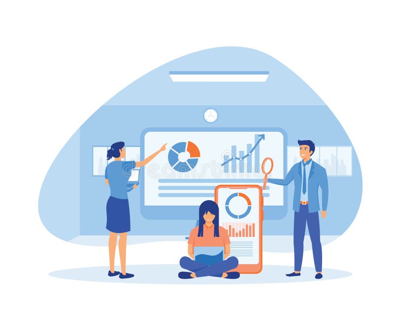 Data Analysis Homepage or Header Decorated People Character for Website ...