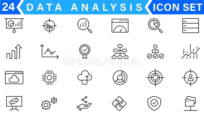 Data Analysis Icon Set. Graphs, Statistics, Analytics, Analysis, Big ...