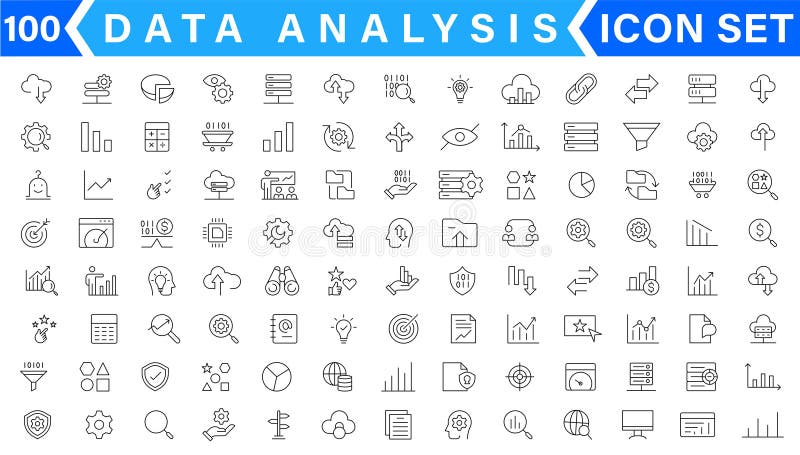 Data Analysis Icon Set. Graphs, Statistics, Analytics, Analysis, Big Data, Growth, Chart ...