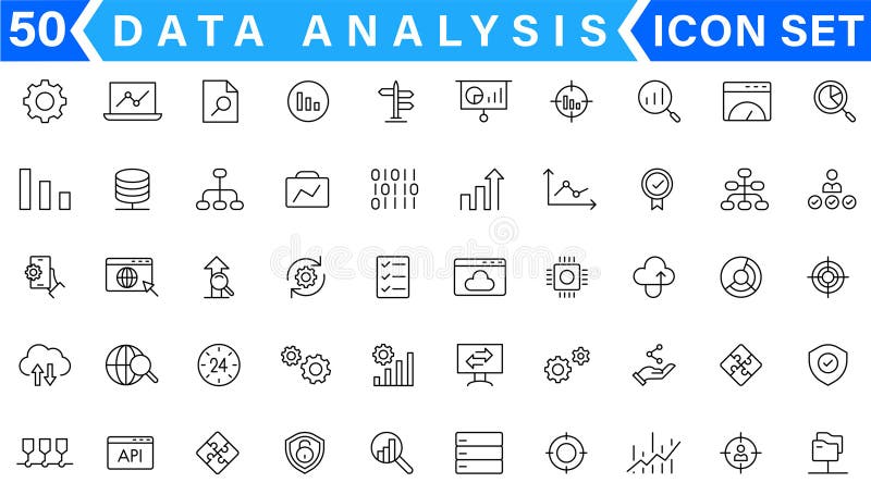 Data Analysis Icon Set. Graphs, Statistics, Analytics, Analysis, Big Data, Growth, Chart ...