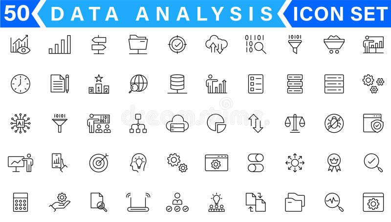 Data Analysis Icon Set. Graphs, Statistics, Analytics, Analysis, Big ...