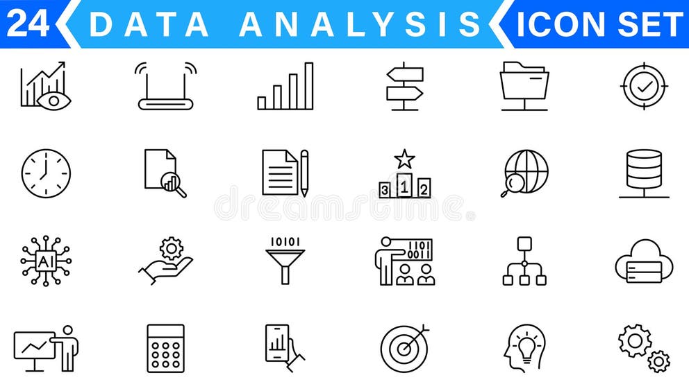 Data Analysis Icon Set. Graphs, Statistics, Analytics, Analysis, Big ...