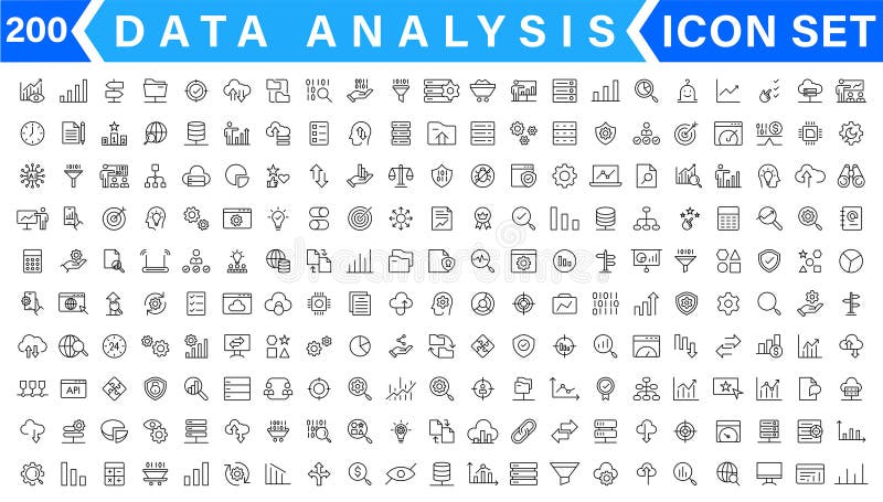 Data Analysis Icon Set. Graphs, Statistics, Analytics, Analysis, Big Data, Growth, Chart ...