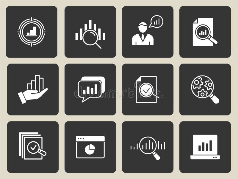 Data Analysis Icon Set. Illustrations Isolated for Graphic and Web ...