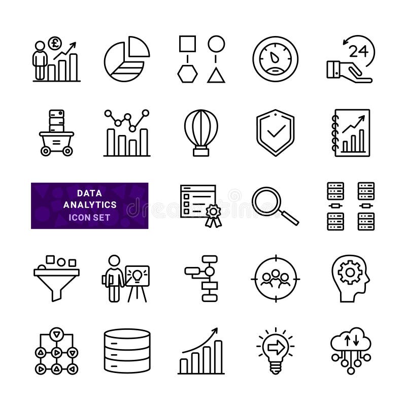Data analysis icon set stock vector. Illustration of mining - 198119885