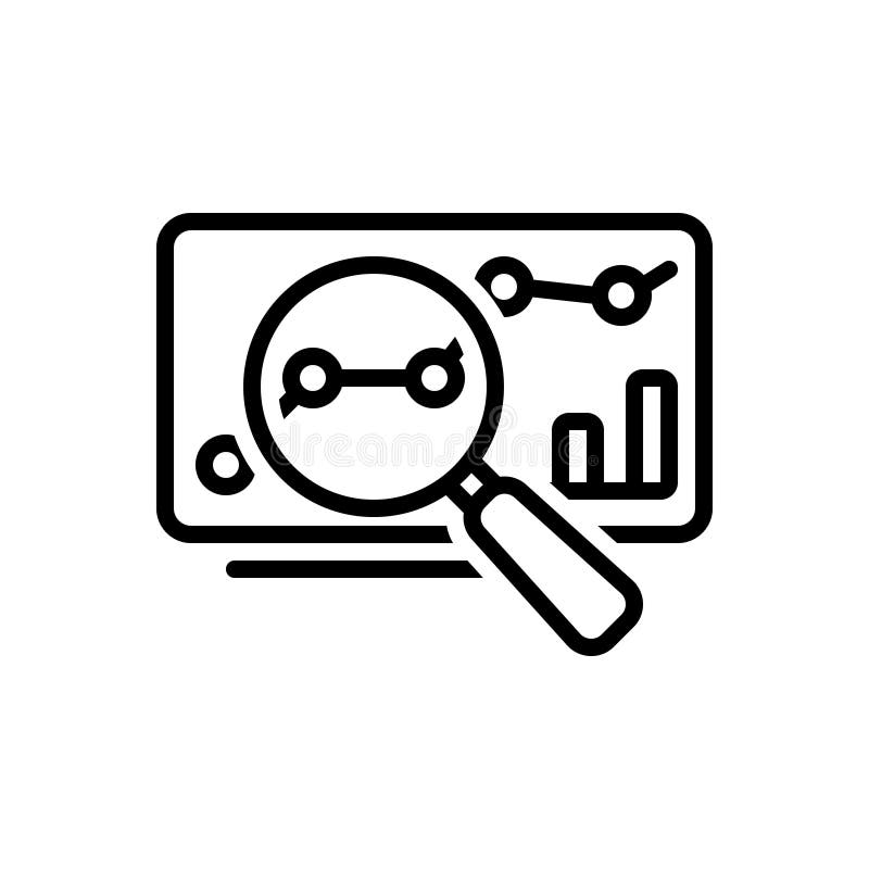 Black Line Icon for Data Analysis, Statistic and Research Stock Vector ...