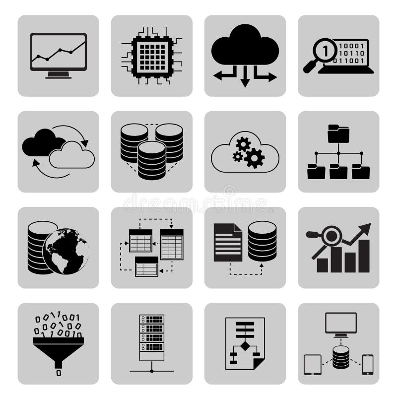 Data Analysis Flat Line Icons Stock Vector - Illustration of ...
