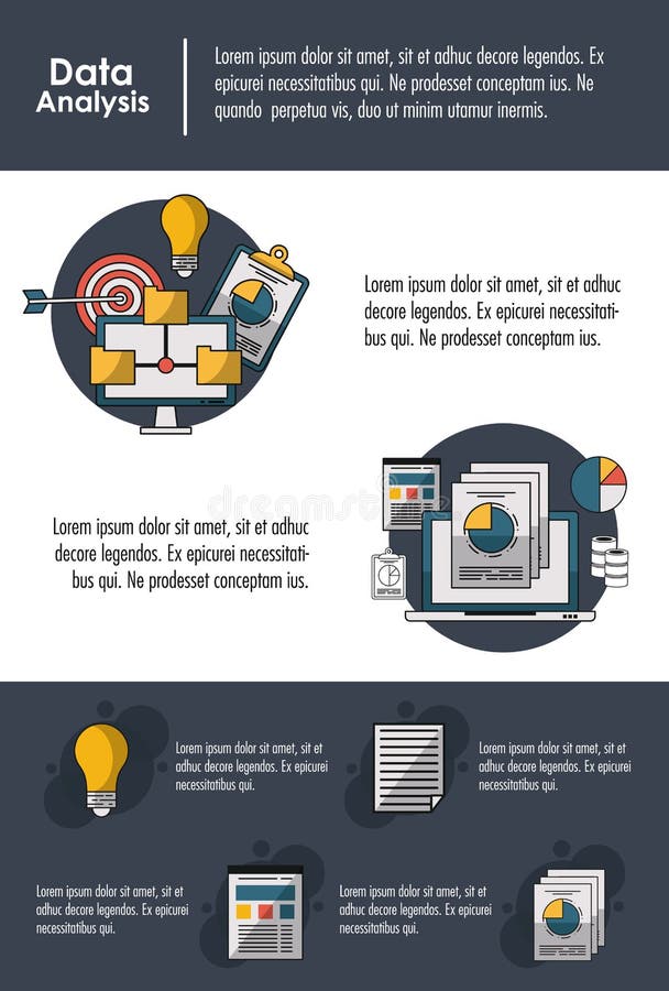 Data analysis infographic stock vector. Illustration of laptop - 116374644
