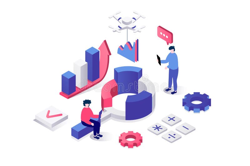 Data Analysis Isometric Concept Stock Vector - Illustration of graph ...
