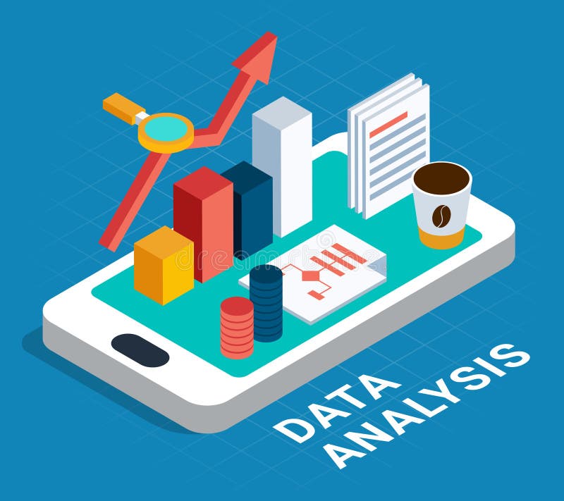 Data Analysis Isometric Poster Stock Vector - Illustration of computer ...