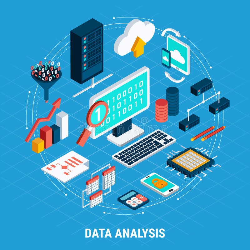 Data Analysis Isometric Set Stock Vector Illustration Of Isometric