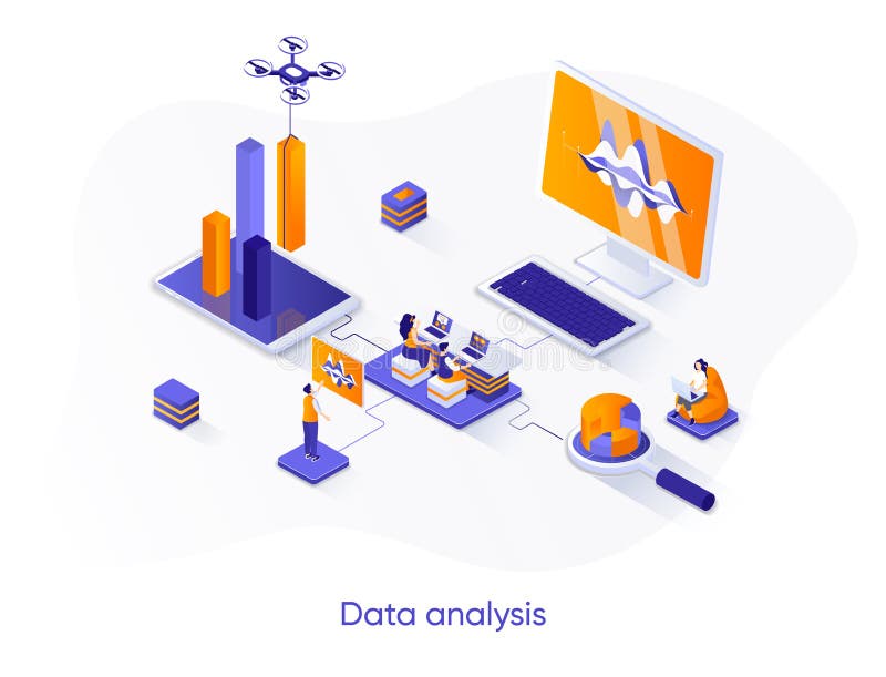 Data Analysis Isometric Web Banner. Stock Vector - Illustration of analysis, collect: 203661547
