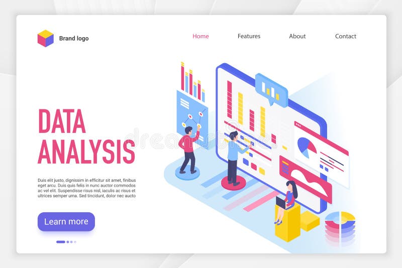 Big Data Analysis Vector Illustration, Website Interface Design with ...