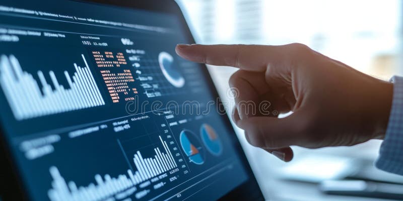 Data Analysis. Laptop Screen with Business Charts, Graphs and ...