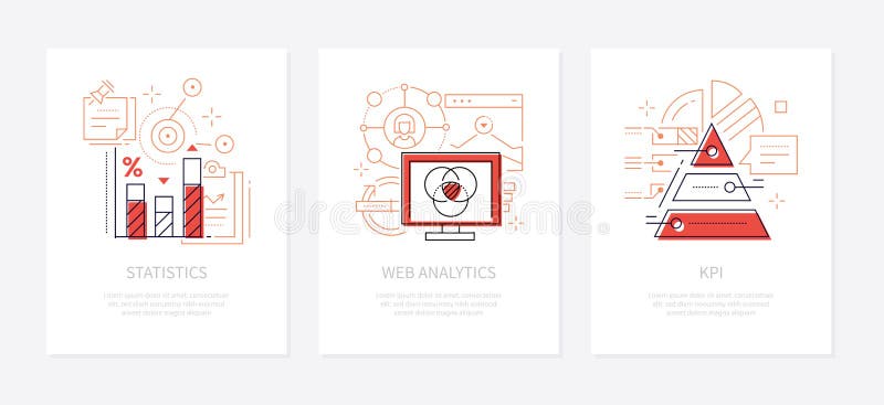 Data Analysis - Line Design Style Banners Set Stock Vector ...