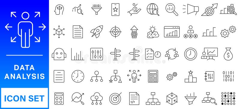 Data Analysis Line Icon Set. Editable Stroke Stock Illustration - Illustration of ambiguity ...