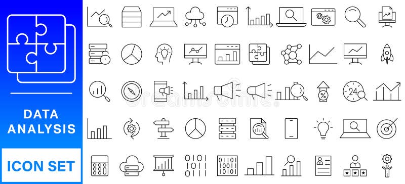 Data Analysis Line Icon Set. Editable Stroke Stock Illustration - Illustration of ambiguity ...