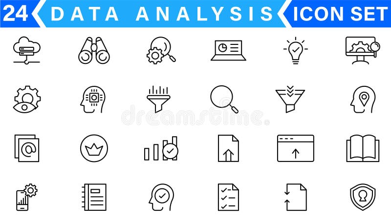 Data Analysis Line Icons Set Analytics Server Mining Data Filter