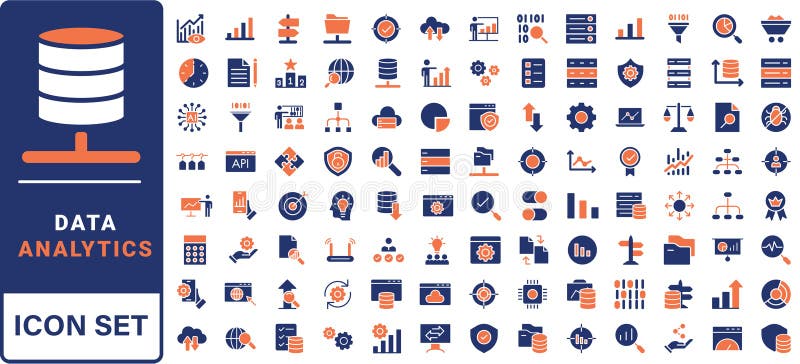 Data Analysis Icon Set. Graphs, Statistics, Analytics, Analysis, Big Data, Growth, Chart ...