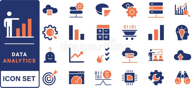 Data Analysis Icon Set. Graphs, Statistics, Analytics, Analysis, Big Data, Growth, Chart ...
