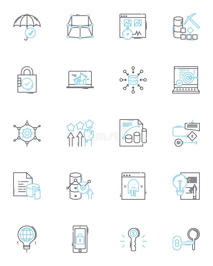 Data Analysis Linear Icons Set. Insights, Analytics, Metrics ...