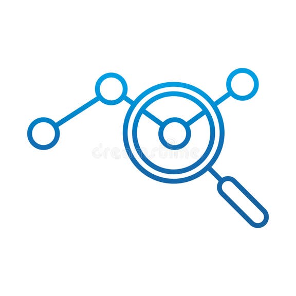 Data Analysis, Magnifier Dotted Line Chart Marketing, Gradient Blue ...