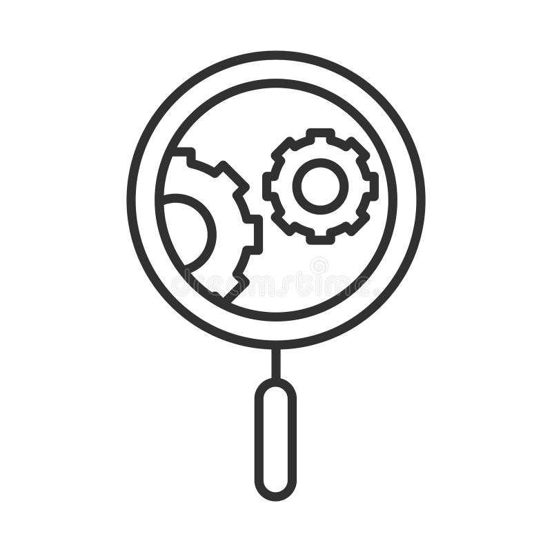 Data Analysis, Magnifying Glass Gear Engine Optimization Line Icon ...
