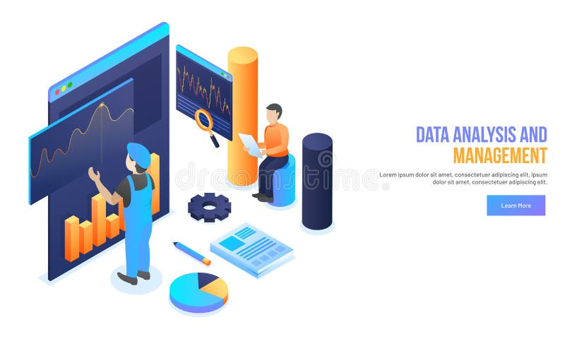 Data Analysis and Management Concept with Isometric Illustration Stock Illustration ...
