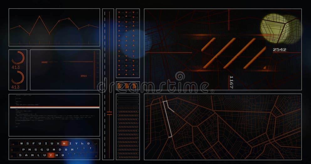 Data Analysis and Mapping Image Over Futuristic Interface with Graphs ...