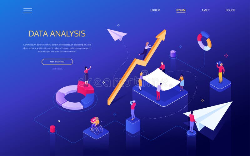 Data Analysis - Modern Colorful Isometric Vector Web Banner Stock ...