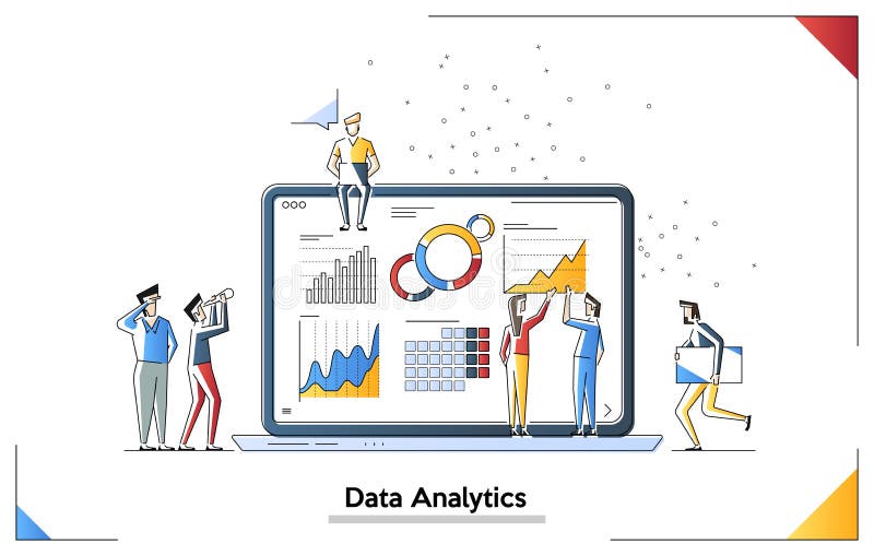 Data Analysis Modern Flat Design Concept. Analytics and Tiny People ...