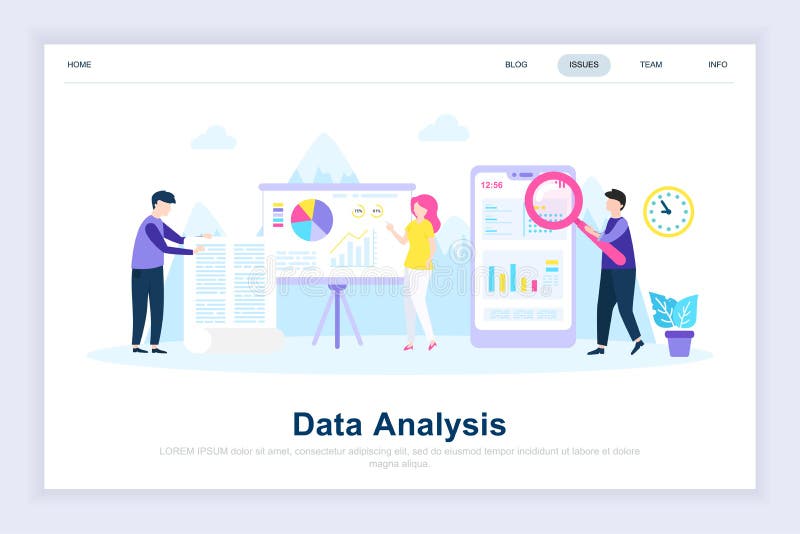 Data Analysis Modern Flat Design Concept. Analytics and People Concept ...