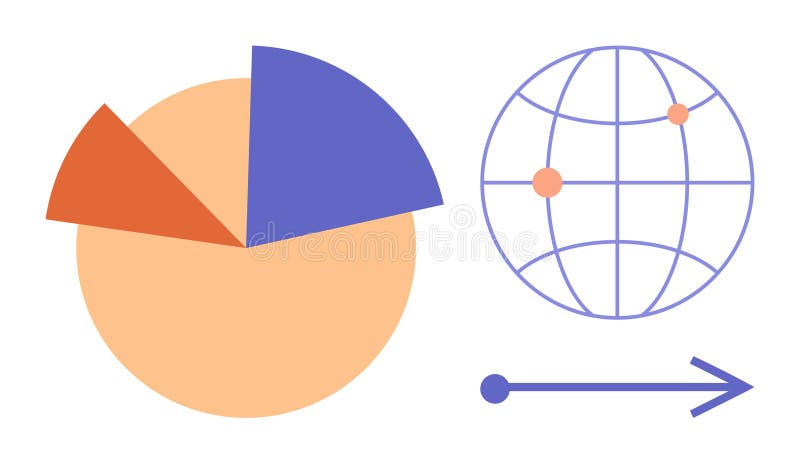 Data Analysis with Pie Chart, Global Connections, and Progress Arrow Stock Vector - Illustration ...