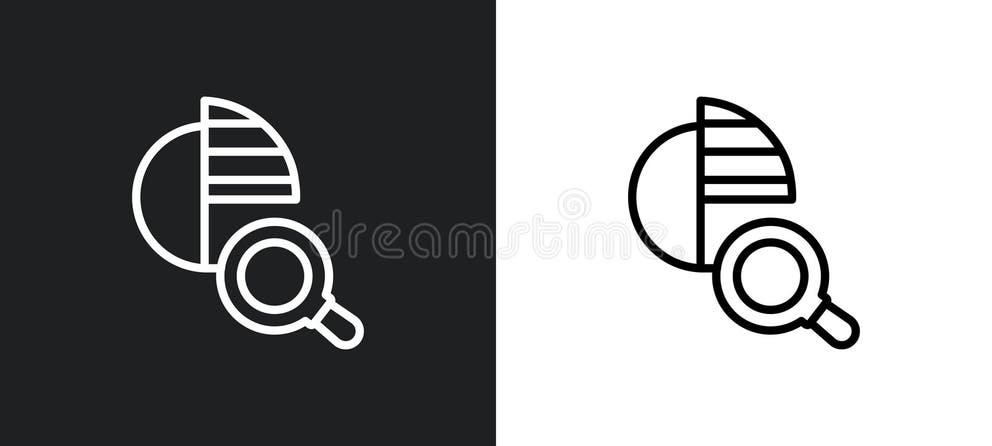 Data Analysis Pie Chart Outline Icon in White and Black Colors. Data ...