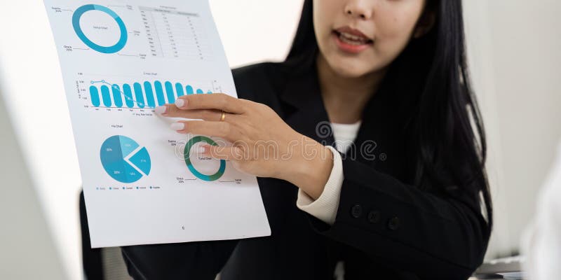 Data Analysis and Presentation. a Professional Woman Explaining Chart ...
