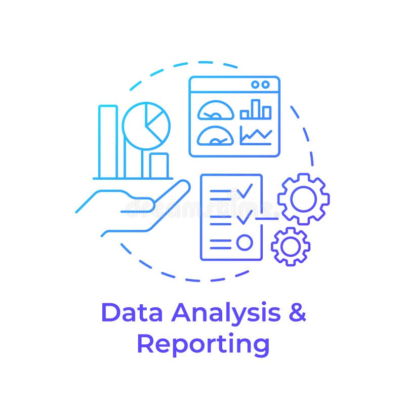 Data Analysis and Reporting Blue Gradient Concept Icon Stock Vector ...