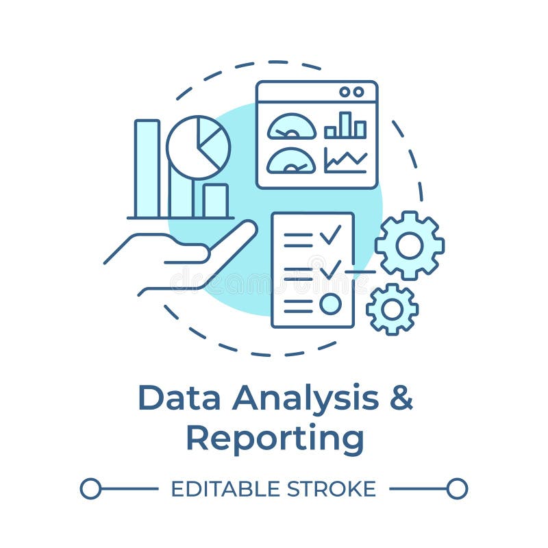 Data Analysis and Reporting Soft Blue Concept Icon Stock Vector ...