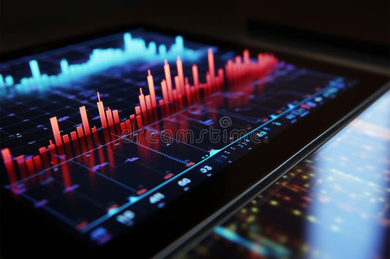 Data Analysis Represented through Vibrant Black, Blue, and Red Graph ...