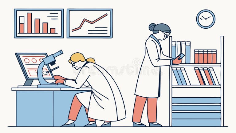 Data Analysis in Science, Researchers and Charts, Vector Design ...