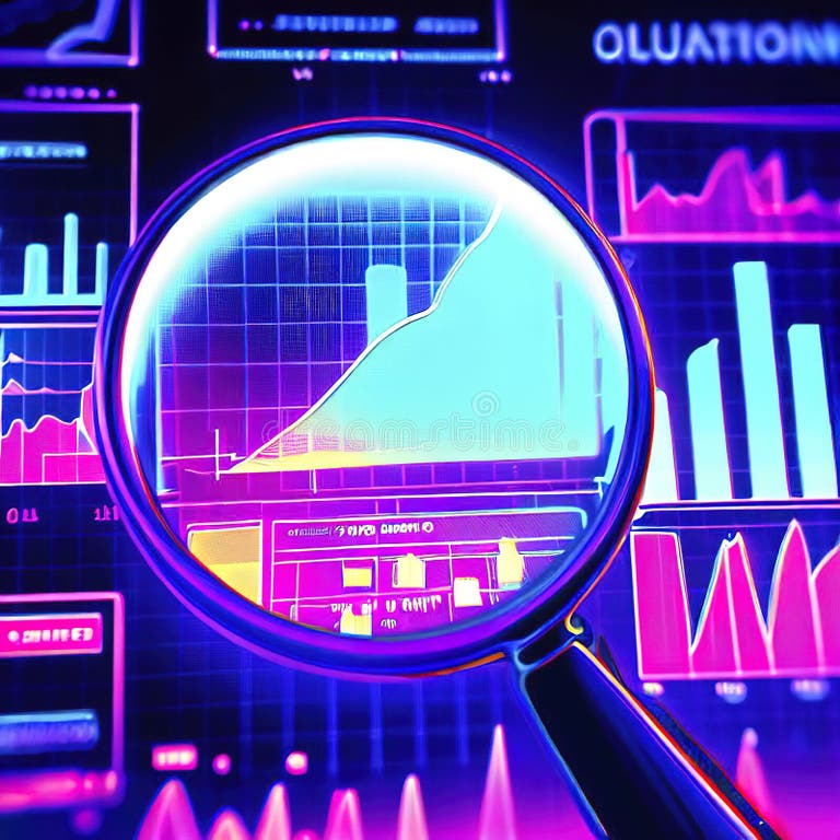 Data Analysis, Search Engine Optimization or SEO. Magnifier, Charts ...