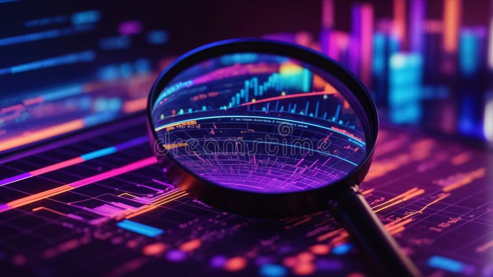 Data Analysis, Search Engine Optimization or SEO. Magnifier, Charts ...