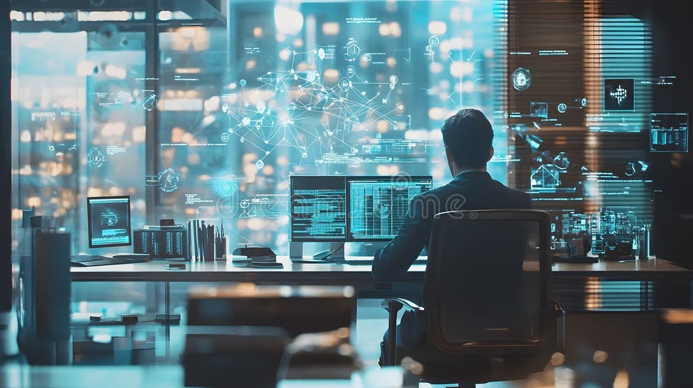 Data Analysis Session Modern Office Digital Workspace Urban Environment ...