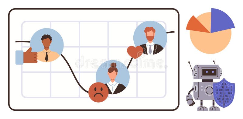 Data Analysis Showing Human Reactions, AI, and Business Metrics on Interactive Screen Stock ...