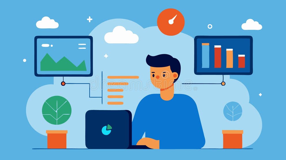 Data Analysis a Spet Sitting in Front of a Computer Displaying Climate ...