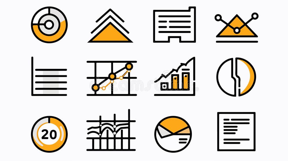 Data Analysis and Statistical Icons Outline Set for Professional ...