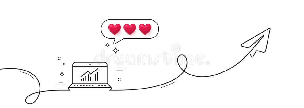 Data Analysis and Statistics Line Icon. Computer. Continuous Line with Plane. Vector Stock Photo ...