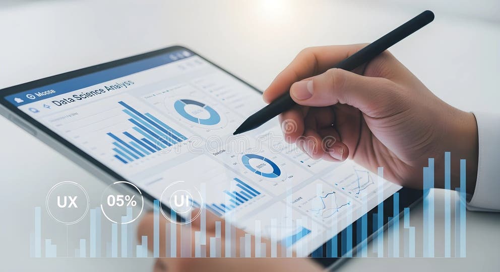Data Analysis on Tablet with Stylus and Graphs Stock Image - Image of ...