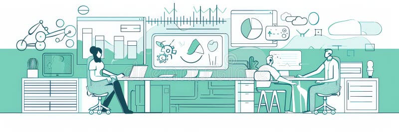 Data Analysis Team Working Together an Illustration of a Team Working ...